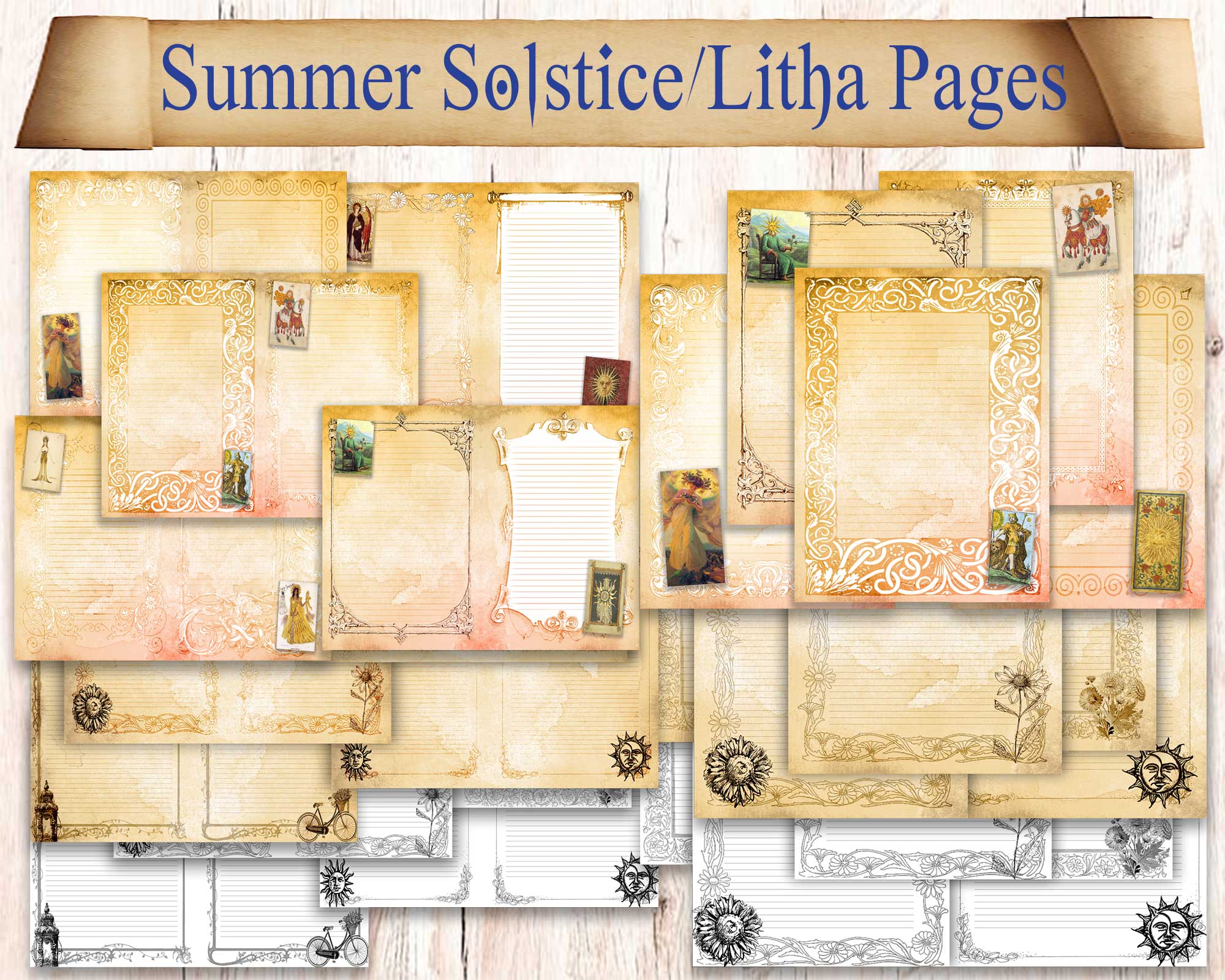 Summer Solstice / Litha Prompts, Paper Packs and Junk Journaling Cards ...